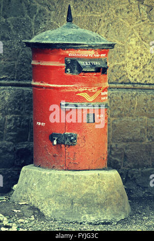 Old red round Letter Box in Shimla Shimla Himachal Pradesh India Stock ...
