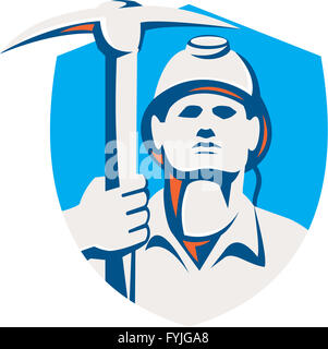 Coal Miner With Pick Axe Shield Retro Stock Photo - Alamy