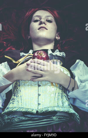 Young drown woman in a poetic representation. The concept of the undead ...