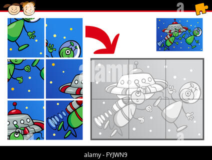 cartoon aliens jigsaw puzzle game Stock Photo - Alamy