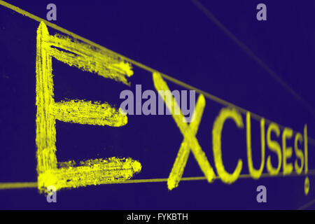 excuses word handwritten on black chalkboard Stock Photo - Alamy