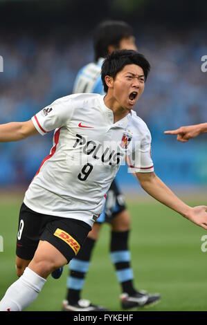 Yuki Muto of Urawa Reds celebrates after scoring the opening goal ...