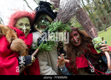 Wolfshagen, Germany. 24th Apr, 2016. Women dressed as witches ...