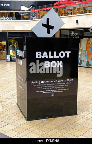 A large ballot box in Bristol, UK to promote the UK General and Local ...