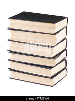 Stack of books on black background, open book Stock Photo - Alamy