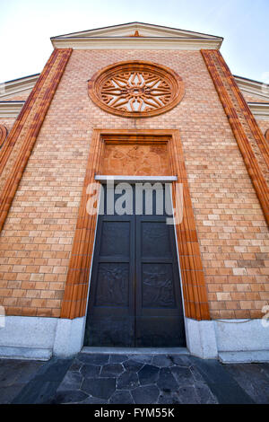 church in the vergiate closed brick tower sidewalk italy lombardy old ...