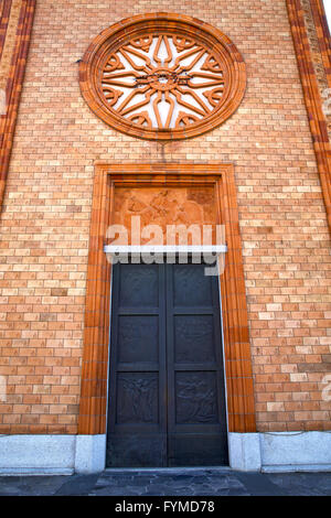 italy lombardy in the vergiate old church closed brick tower wall Stock ...