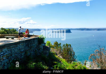 Tourists taking pictures at West Head Lookout, Ku-ring-gai Chase ...