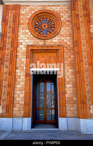 church in the vergiate closed brick tower sidewalk italy lombardy old ...