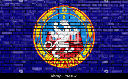 Kazakhstan flag painted on brick wall Stock Photo - Alamy
