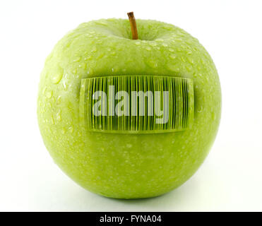 Apple with Bar Code Stock Photo - Alamy