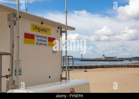 RNLI Lifeguards flags and equipment on Bournemouth beach Stock Photo ...
