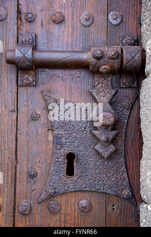 castle lock spain knocker lanzarote abstract door wood in the red brown ...