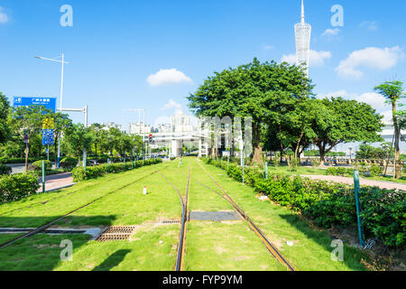 railways along with trees and greenland Stock Photo - Alamy