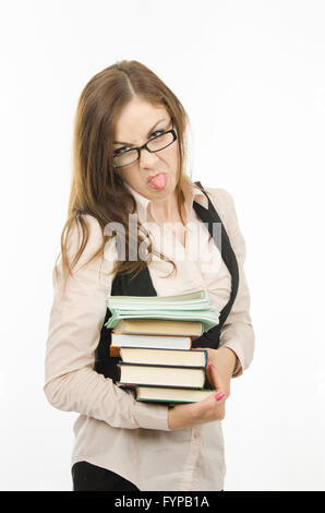 strict language teacher holding textbooks and screaming in megaphone ...