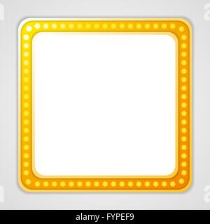 A shining square neon sign, neon frame, on a purple background Stock ...