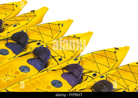 Yellow kayaks isolated on white background Stock Photo - Alamy