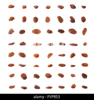 Set of multiple single raisins isolated over the white background Stock ...