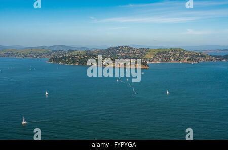 Aerial view, Belvedere Tiburon, San Francisco Bay Area, United States ...