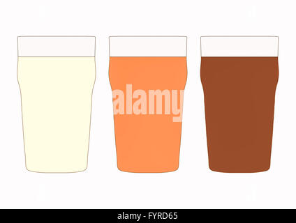 Three pints of British beer including lager Stock Photo - Alamy