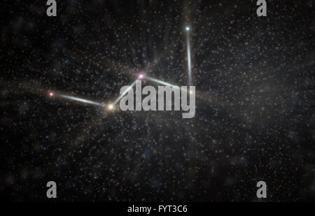 Queen Cassiopeia constellation 3D illustration with colorful stars ...