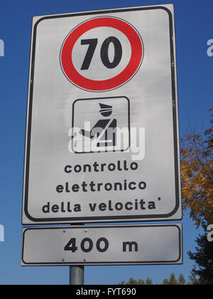 Speed limit and electronic speed check sign Stock Photo - Alamy