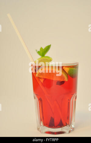 red ice tea with lime Stock Photo - Alamy