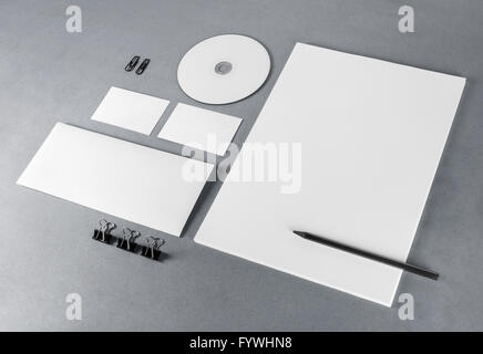 Blank stationery set on gray background. ID template. Mockup for ...