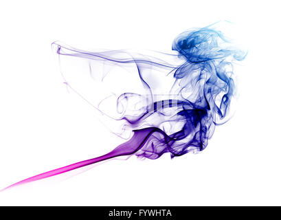 Colorful purple and blue smoke on a black isolated background ...