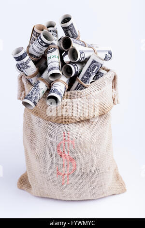 Sack bag full of money in the room Stock Photo: 233663880 - Alamy