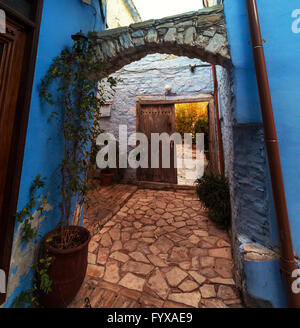 Lefkara village street scene on sunset. Upper Lefkara, South Cyprus ...