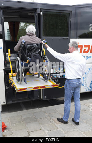 Retractable ramp for wheelchair at city bus Stock Photo - Alamy