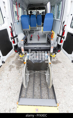 Physically disabled bus accessibility platform Stock Photo - Alamy