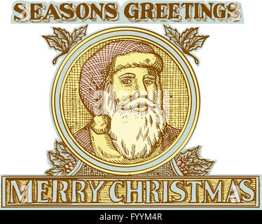 Santa Claus Head Woodcut Stock Photo - Alamy