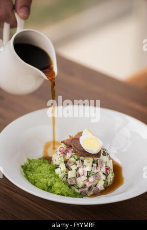 Russian traditional cold soup Okroshka with vegetables Stock Photo - Alamy