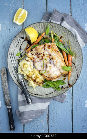 Coalfish Filet Teriyaki with Vegetable Stock Photo - Alamy