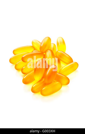 Fish oil capsules on color background Stock Photo - Alamy