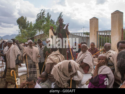 Ethiopia, Semien Wollo Zone, Woldia, ethiopian people wait at a food ...