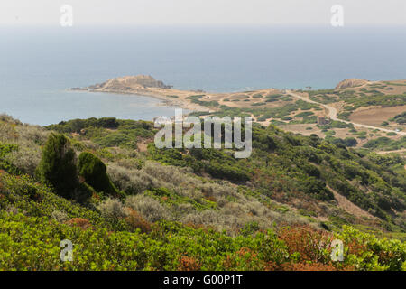 Capo Pecora beach at Mediterranean Sardinia reflex Stock Photo - Alamy