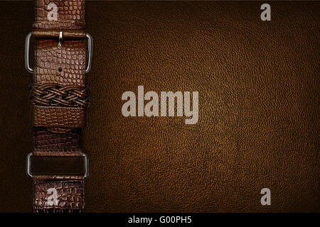 Closeup of a leather texture with a belt buckle Stock Photo - Alamy