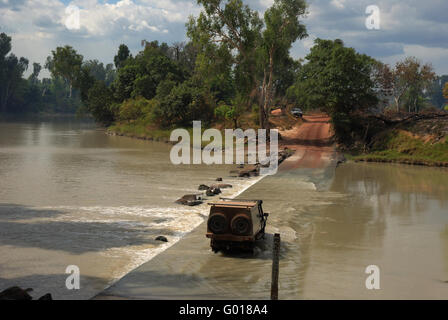 A four wheel drive crossing the East Alligator River at Cahill's ...