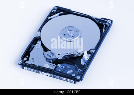 Opened hard disk showing the disk surface and drive head Stock Photo ...