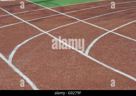 Straight running track, race track, sprint track, markings, red Stock ...