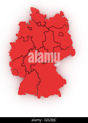 Three-dimensional map of Germany on white isolated background. 3d Stock ...