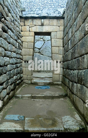 Inca ruins, trapezoidal stone door, [Machu Picchu], Peru, "South ...