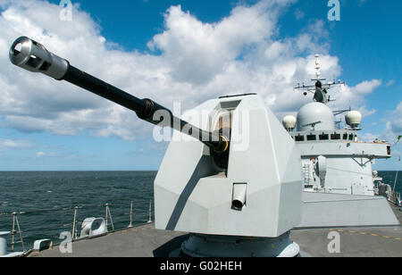 5 inch Royal Navy warship gun on a mount at the Explosion naval ...