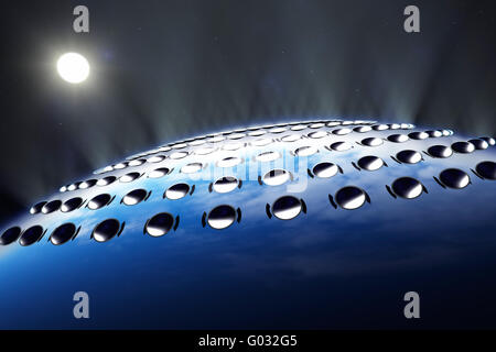 Solar reflectors in space reflect sunlight Stock Photo - Alamy