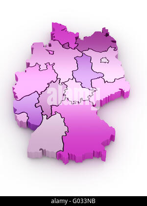 Three-dimensional map of Germany on white isolated background. 3d Stock ...
