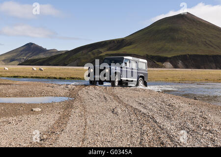 Island, Land Rover crossing a ford Stock Photo - Alamy