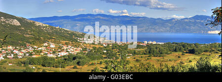 Panoramic view of Croatian coastal city Split viewed from moutain ...